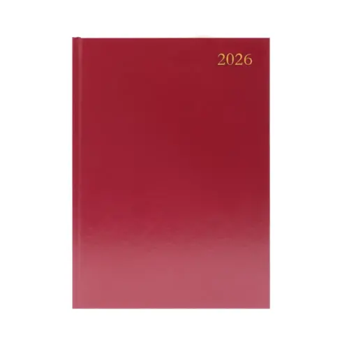 5 Star 2026 A4 Hardback Diary 2 Pages for Each Day Burgandy KF2A5BG26 ...